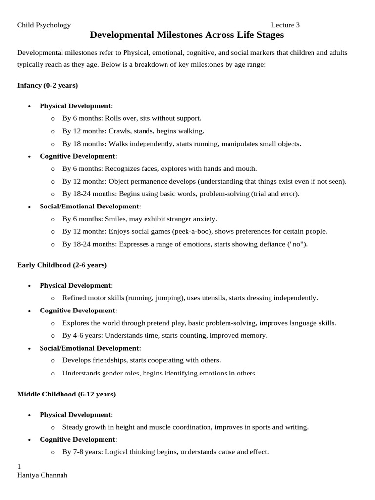 CP - Lecture 3 - Developmental Milestones Refer To Physical | PDF ... CP - Lecture 3 - Developmental Milestones Refer To Physical | PDF ...