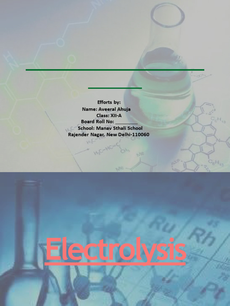 Electrolysis | PDF | Ion | Electrode