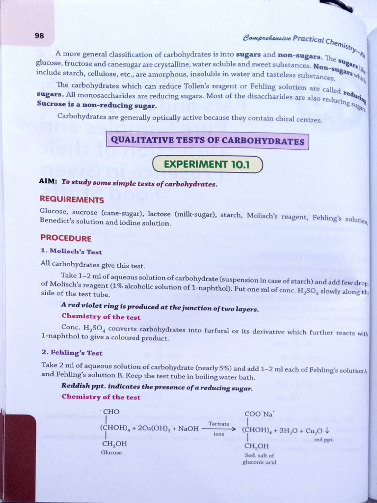 Carbohydrate Testing Methods Explained | PDF | Carbohydrates | Chemistry
