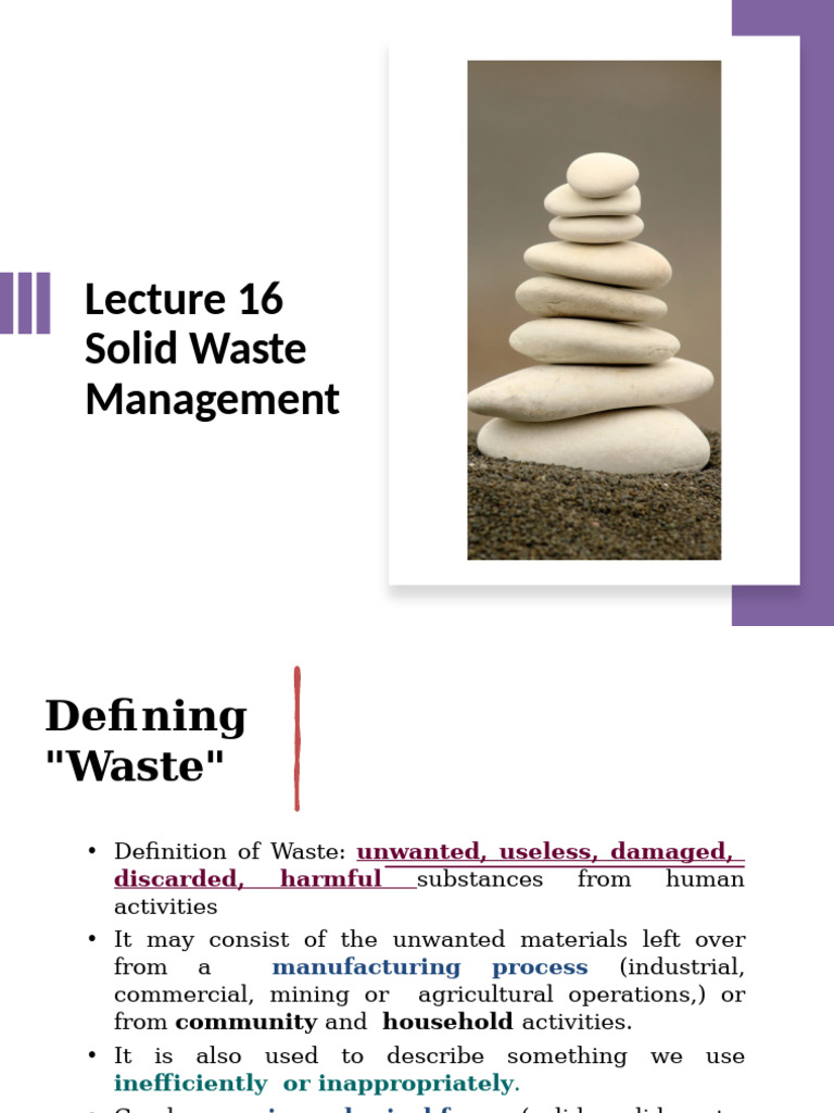ENV 107 Lecture 16 Soild Waste Management | PDF | Waste | Landfill