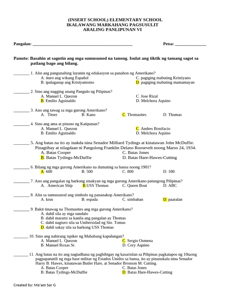 Apan q2 Exam With Answer | PDF