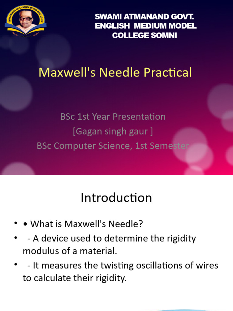 Maxwell's Needle Experiment Overview | PDF | Stiffness | Mechanics
