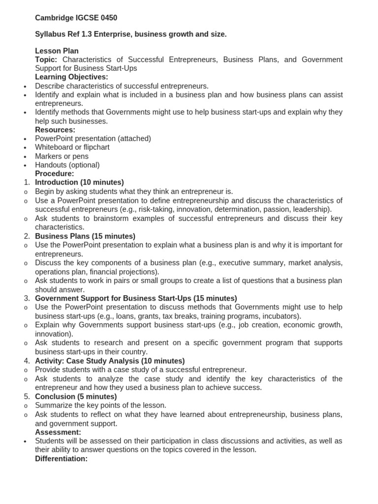 LP 1.3 Enterprise, Business Growth and Size | PDF | Entrepreneurship ...