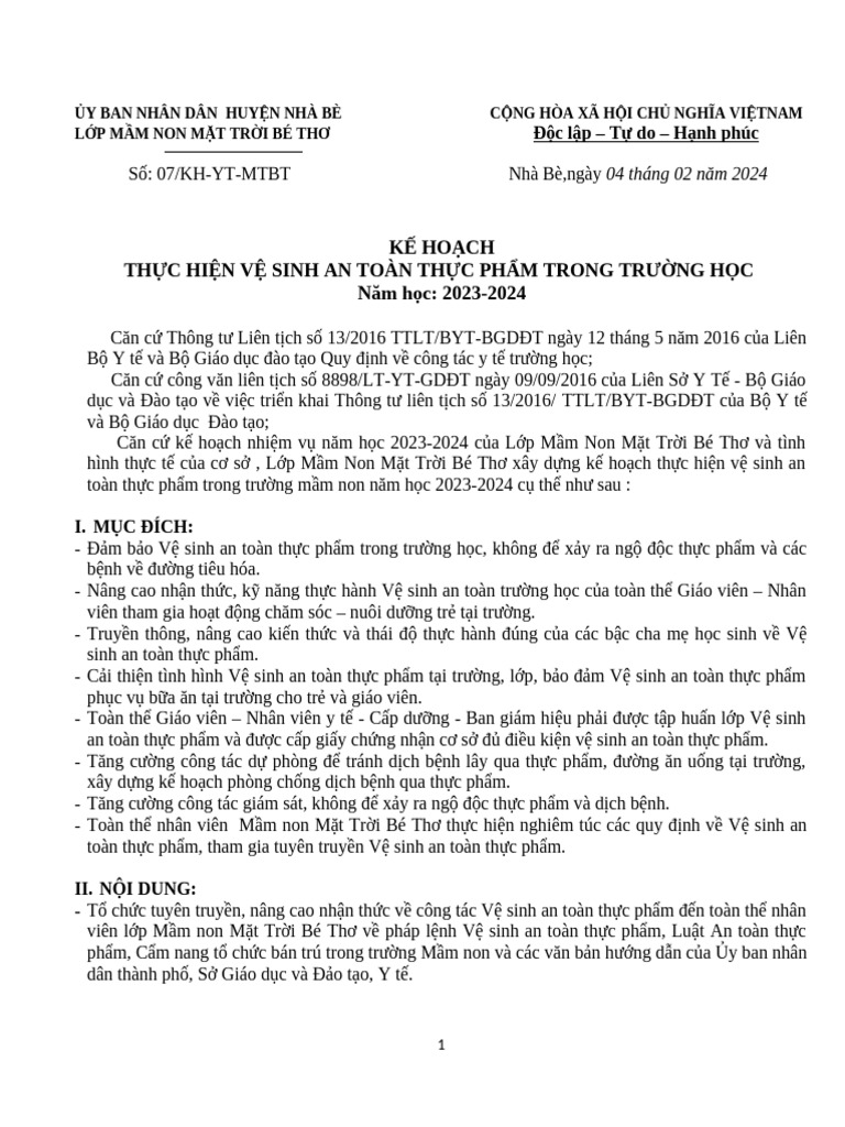 07-Kh An Toan Thuc Pham 2023-2024 | PDF