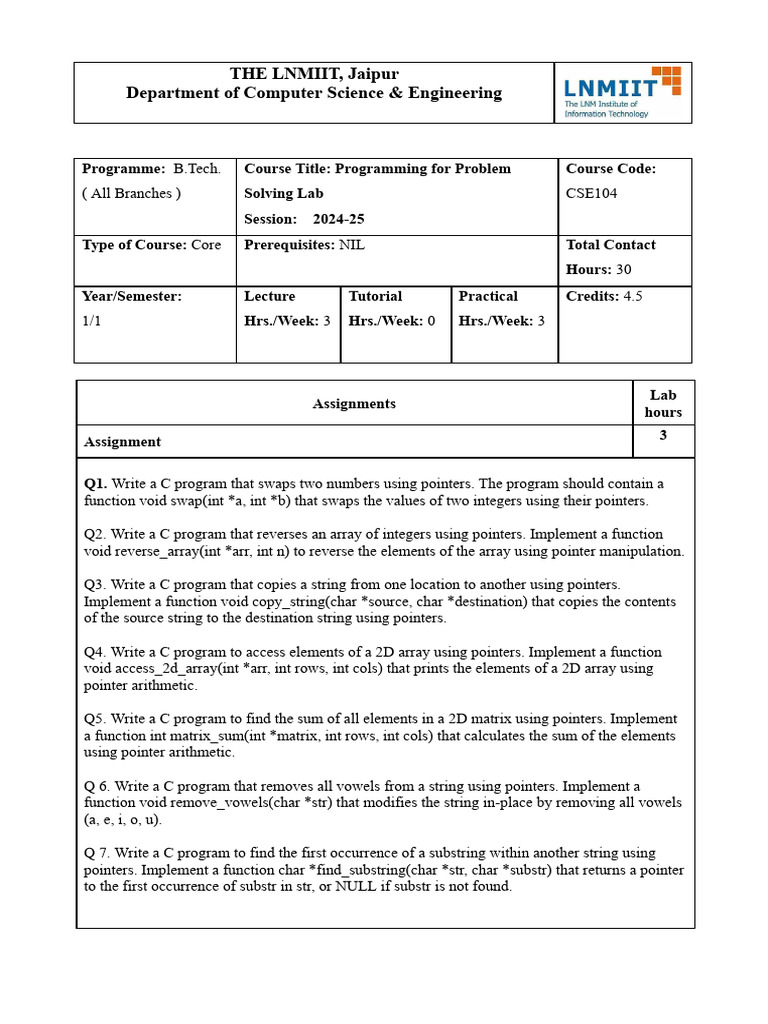 Assignment | PDF | Pointer (Computer Programming) | Integer (Computer ... Assignment | PDF | Pointer (Computer Programming) | Integer (Computer ...