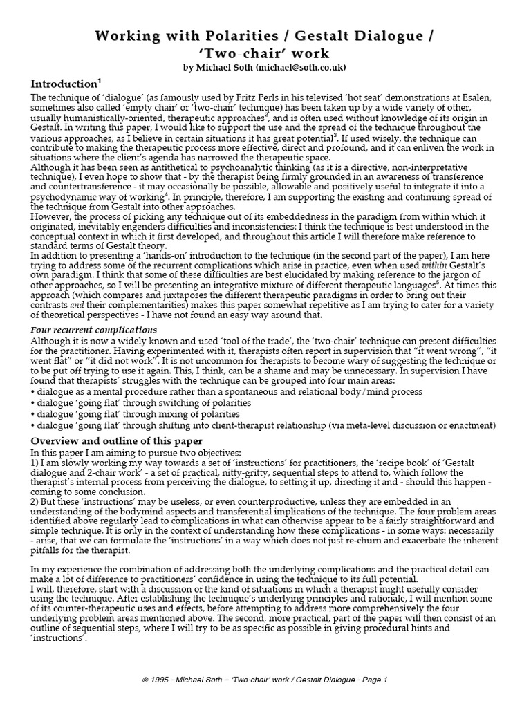 Soth1995 - Two-Chair Work - Dialogue - Handout-1 | PDF | Gestalt ...