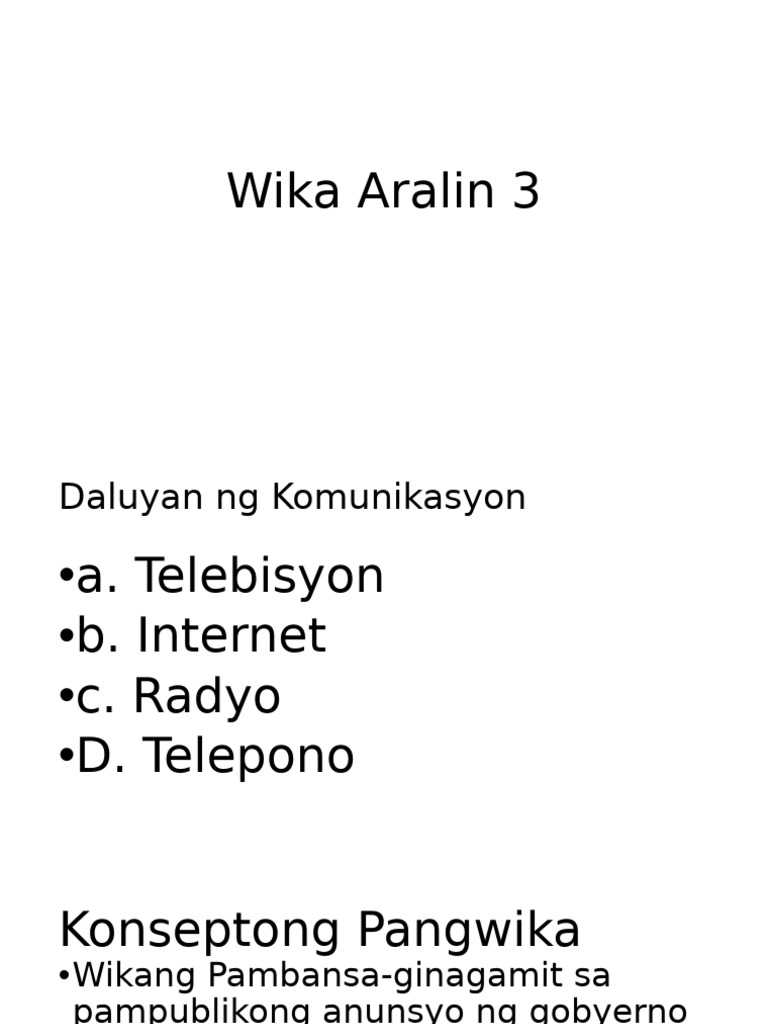 Wika Aralin 3 | PDF