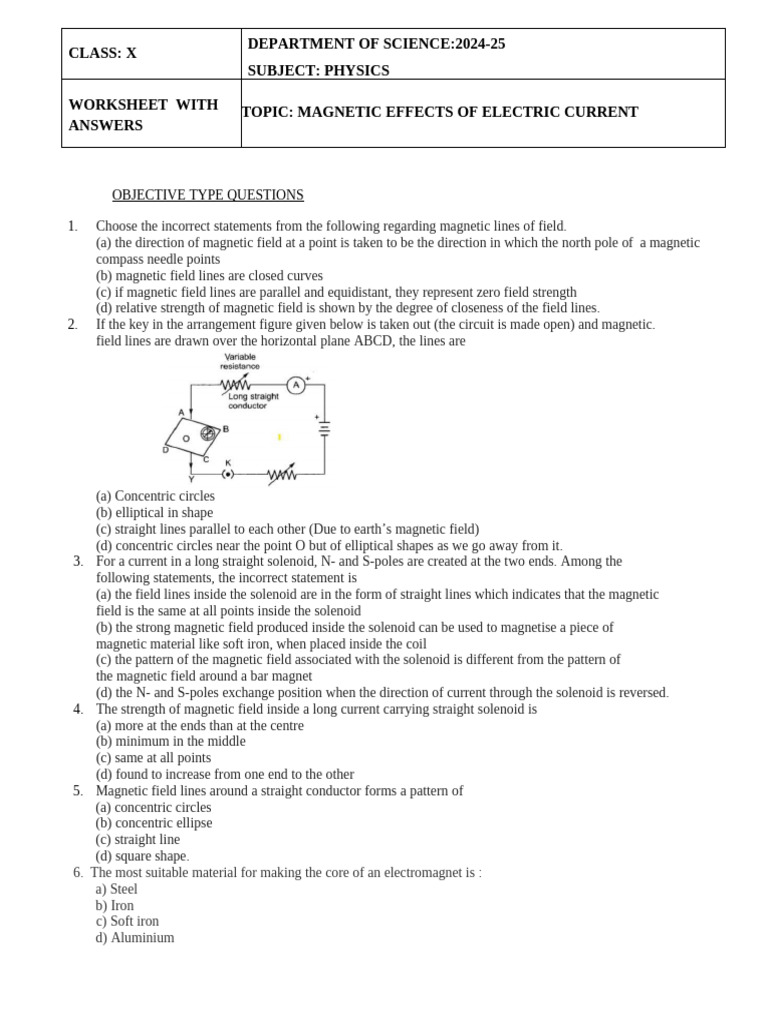 Magnetic Effects of Electric Current | PDF | Magnetic Field | Magnet