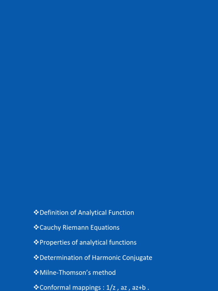 Analytical-Functions-Unit-IV (1) 1 | PDF | Holomorphic Function | Calculus