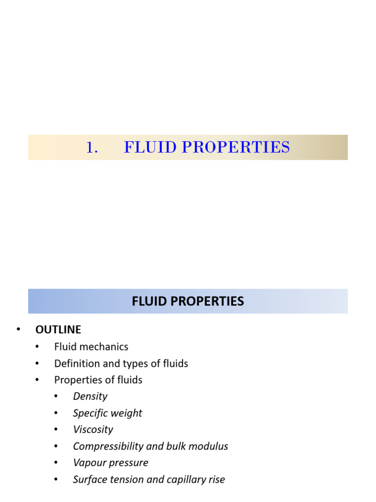 CRU 07109 - Hydraulics - Lecture 1 - Fluid Definitions and Properties ...
