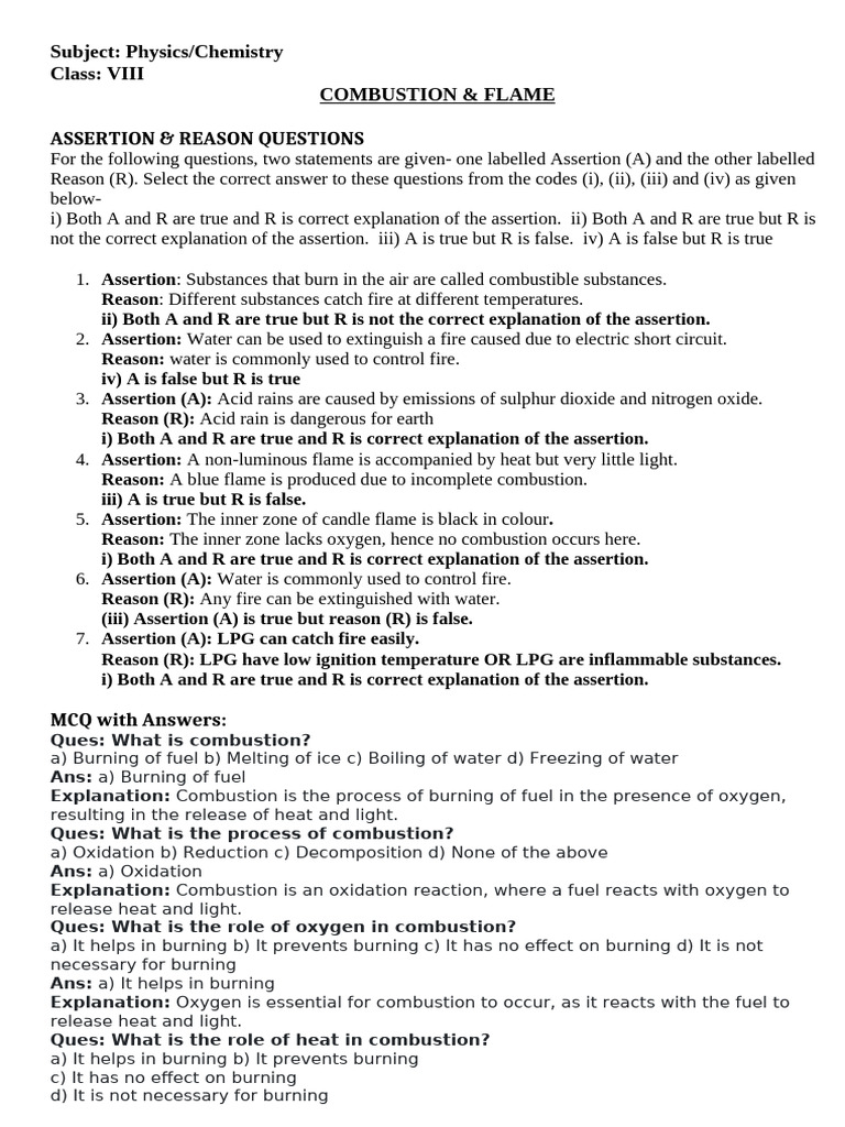 Combustion and Flame-Notes | PDF | Combustion | Fires