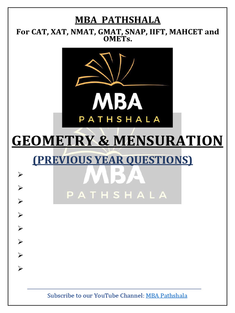 Geometry and Mensuration-CAT-Previous Year Questions | PDF | Area ...