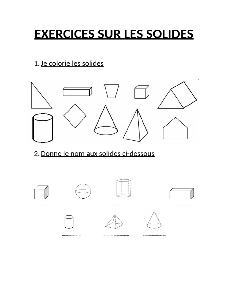 Exercices sur les solides CE2 | PDF | Échecs | Théorie (échecs)