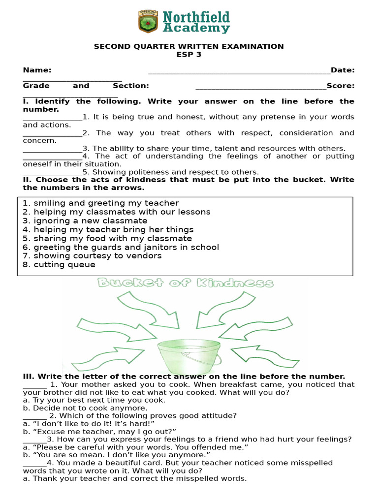 Final - ESP 3-SECOND QUARTERN WRITTEN EXAMINATION | PDF