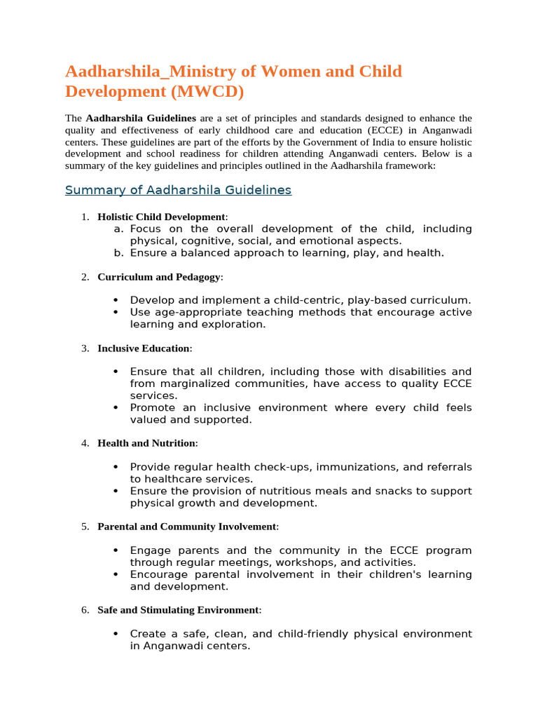 Aadharshila Guide Lines - APGP | PDF | Preschool | Learning