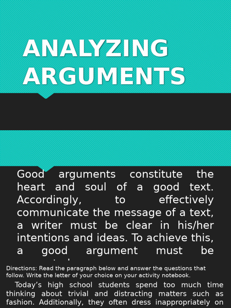 Analyzing Arguments in Writing | PDF | Argument