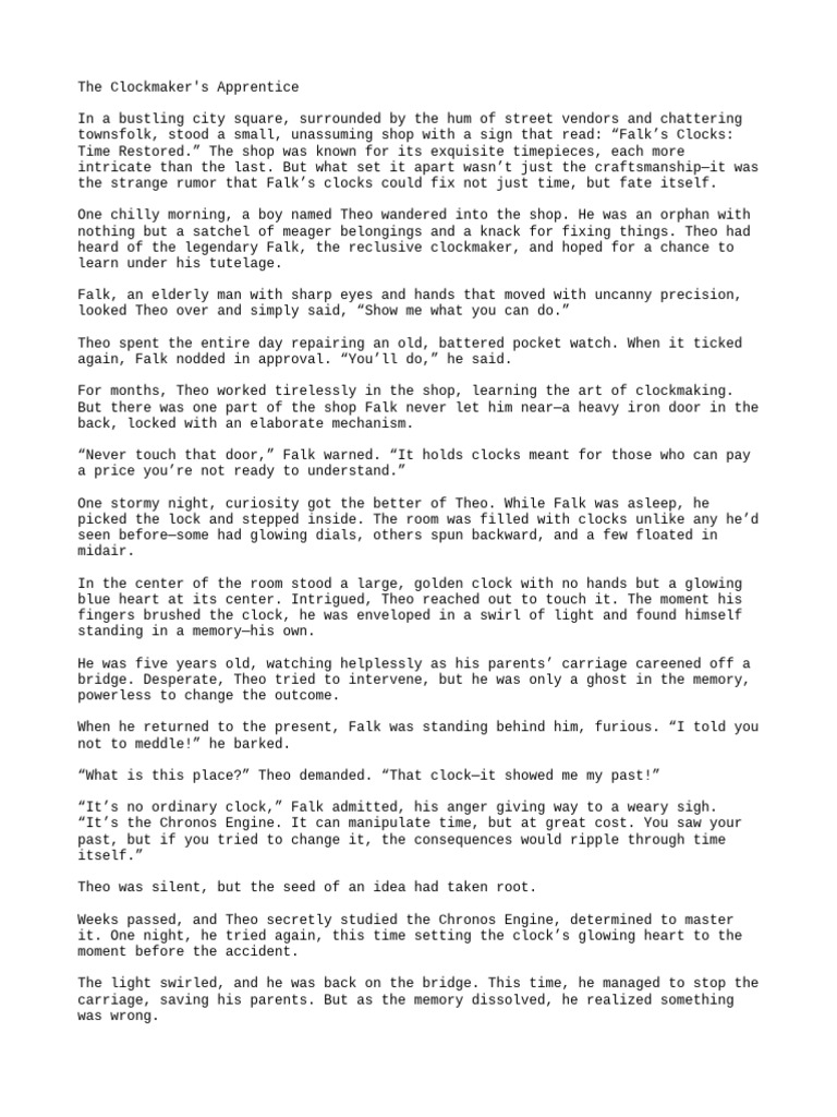 The Clockmaker's Apprentice | PDF