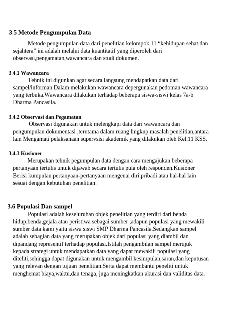Metode Pengumpulan Data KSS | PDF