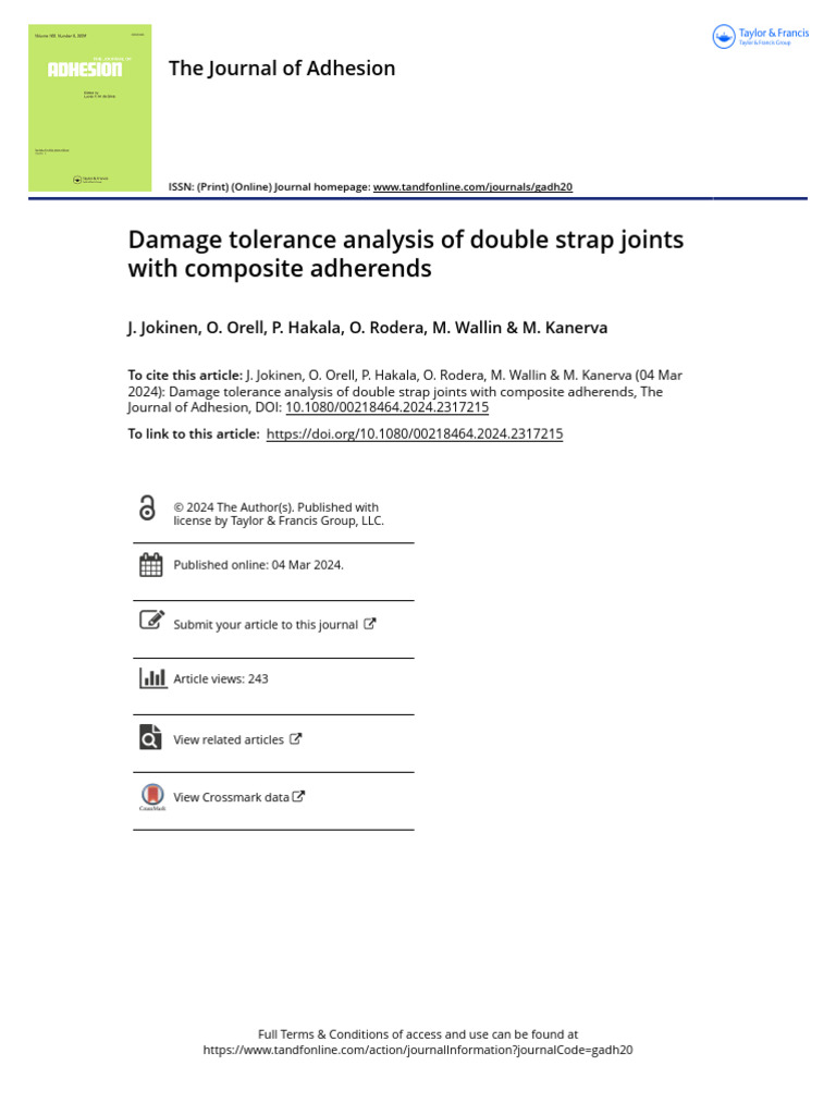 1.damage Tolerance Analysis of Double Strap Joints With Composite ...
