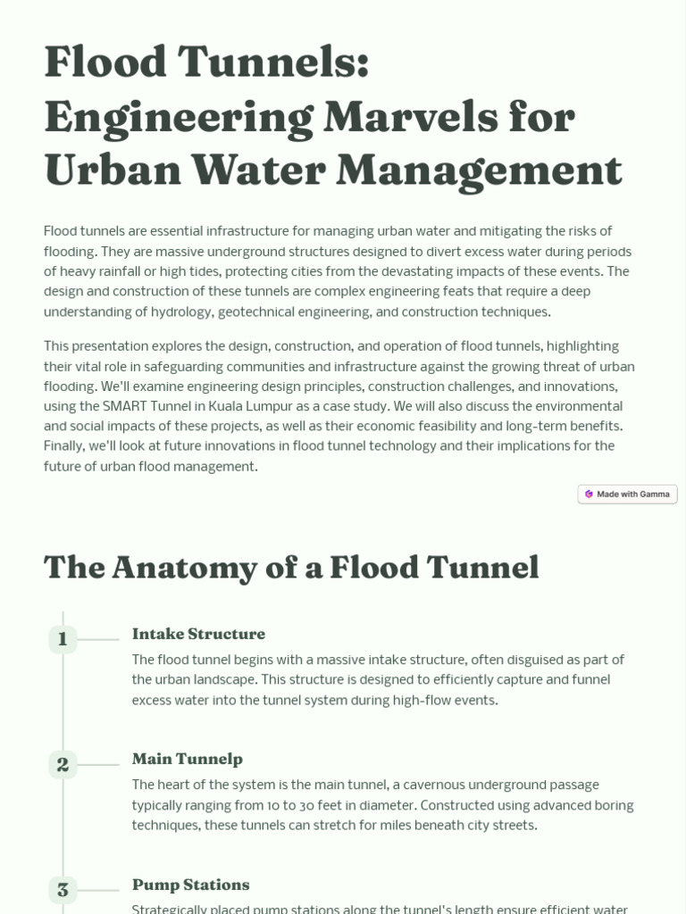 Flood Tunnels Engineering Marvels For Urban Water Ent | PDF | Flood ...