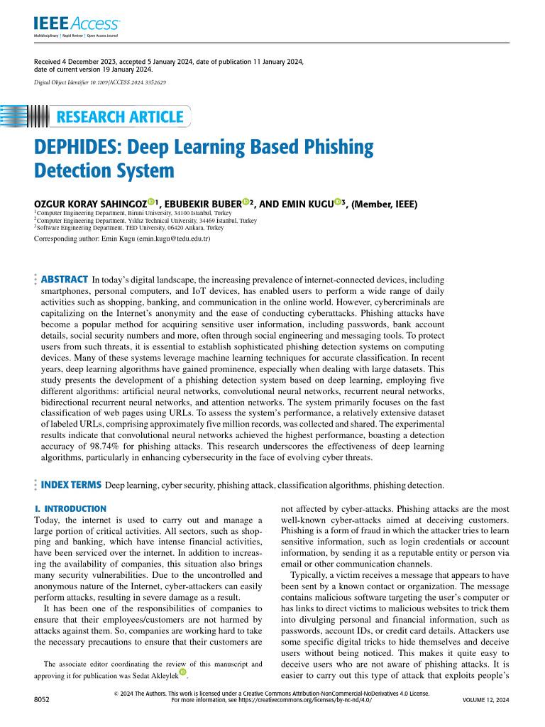 DEPHIDES Deep Learning Based Phishing Detection System | PDF | Phishing ...