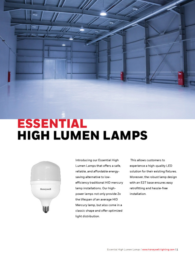 Essential High Lumen Lamps | PDF | Lighting | Light