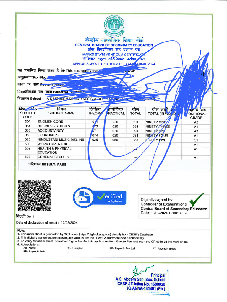 Grade 12 Marksheet - Attested - 241201 - 152213 | PDF