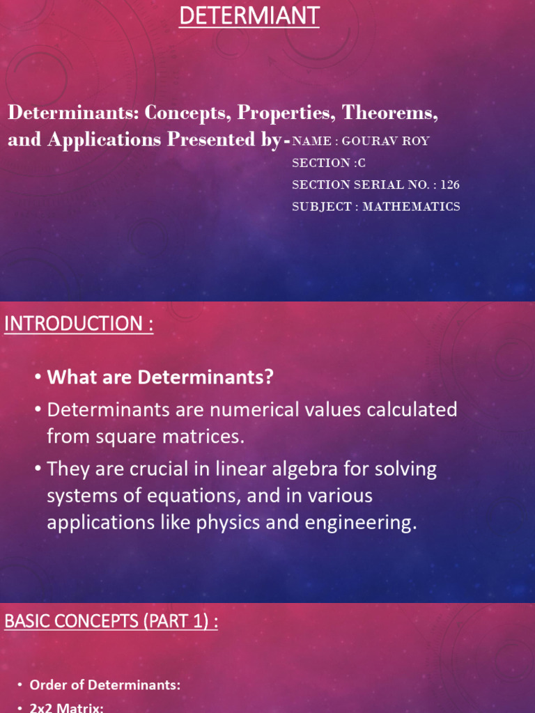 Presentation On Mathematics | PDF | Determinant | Matrix (Mathematics)