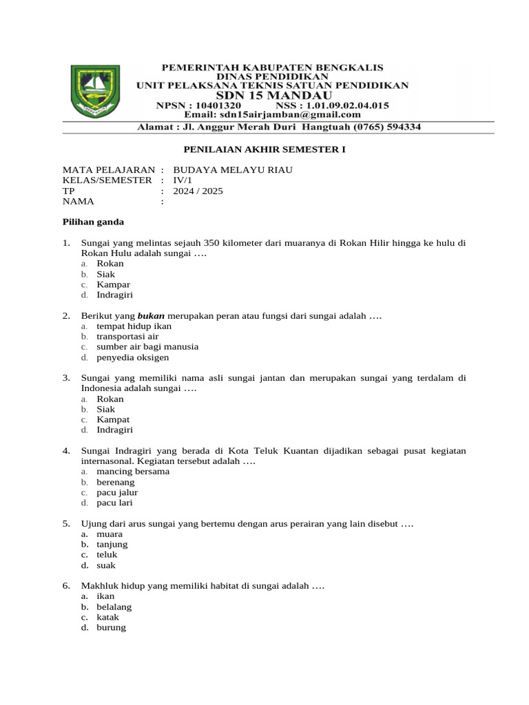 Sas BMR Kelas 4 Sem 1 | PDF