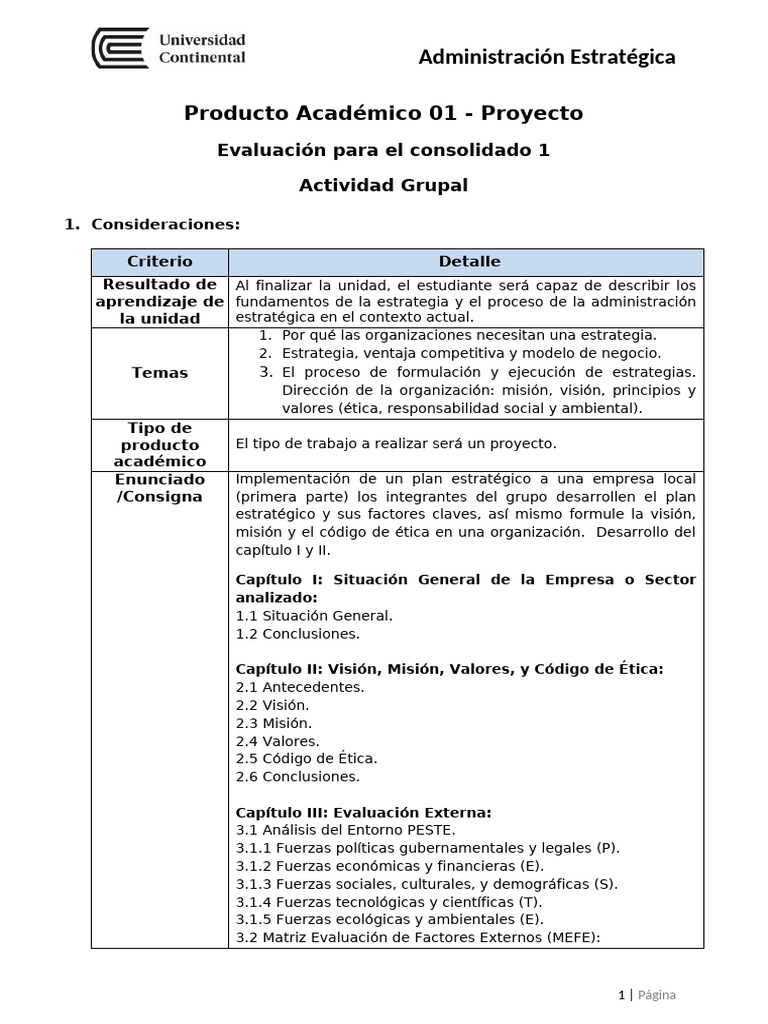 PA - Grupal - 01 | PDF | Gestión estratégica | Negocios económicos