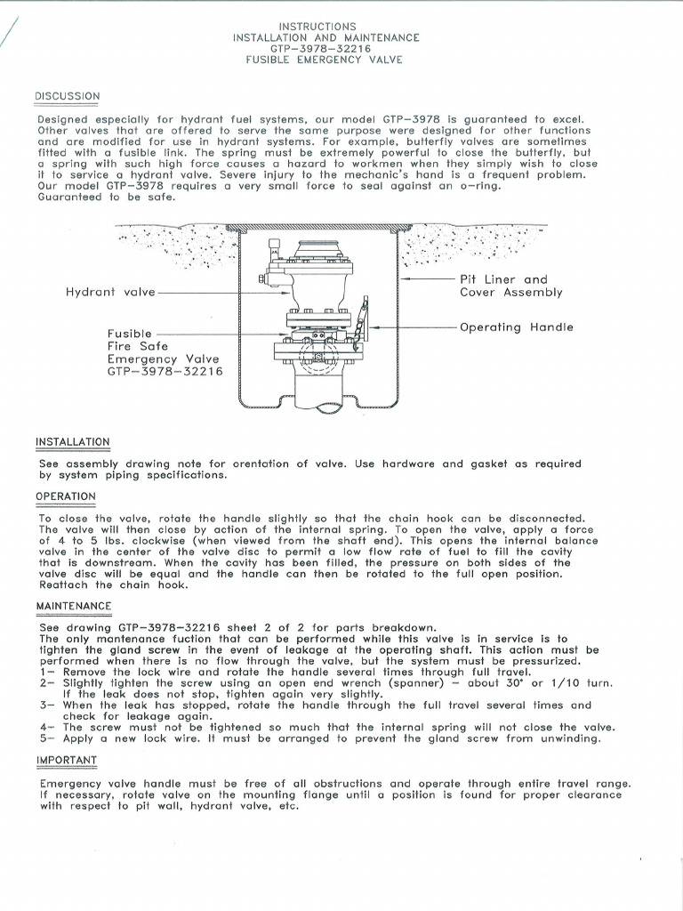 GTP-3978 Emergency Valve (Gammon Emergency Valve) | PDF