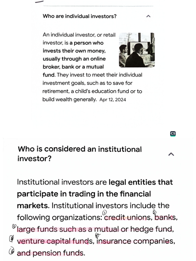 Individual vs Institutional Investors Explained | PDF