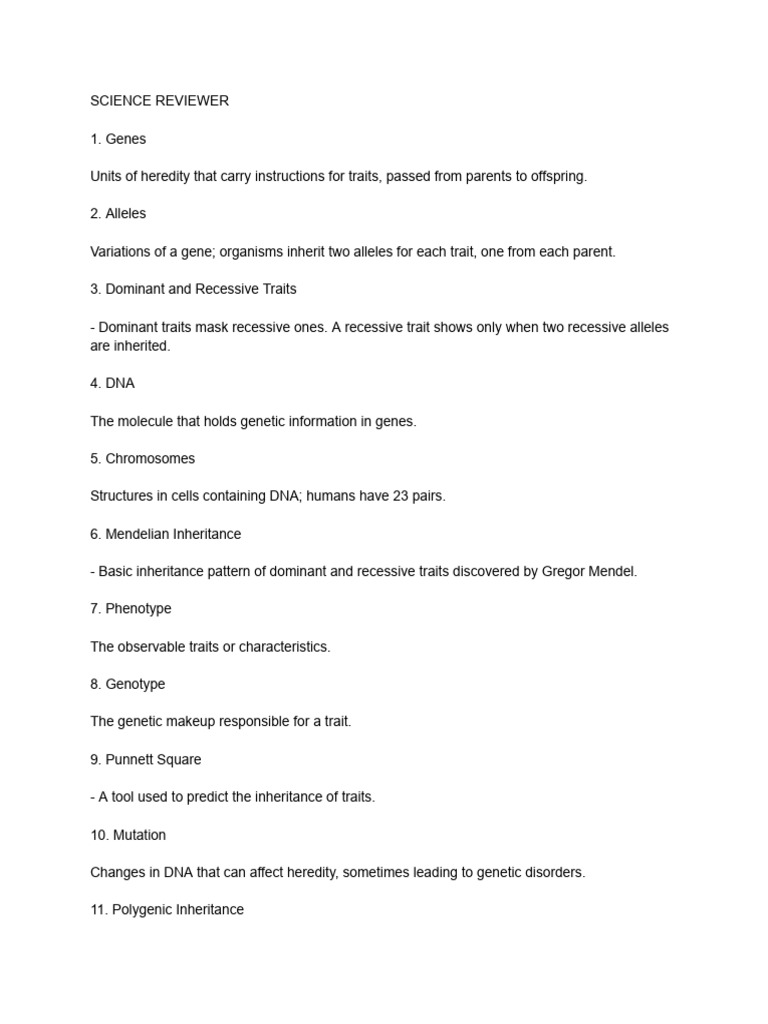 Science Reviewer 1 | PDF | Dominance (Genetics) | Allele