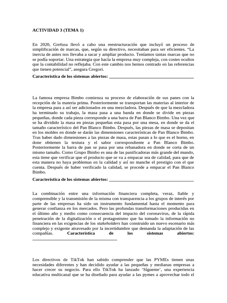 Actividad 3 Tema1 | PDF | Panes
