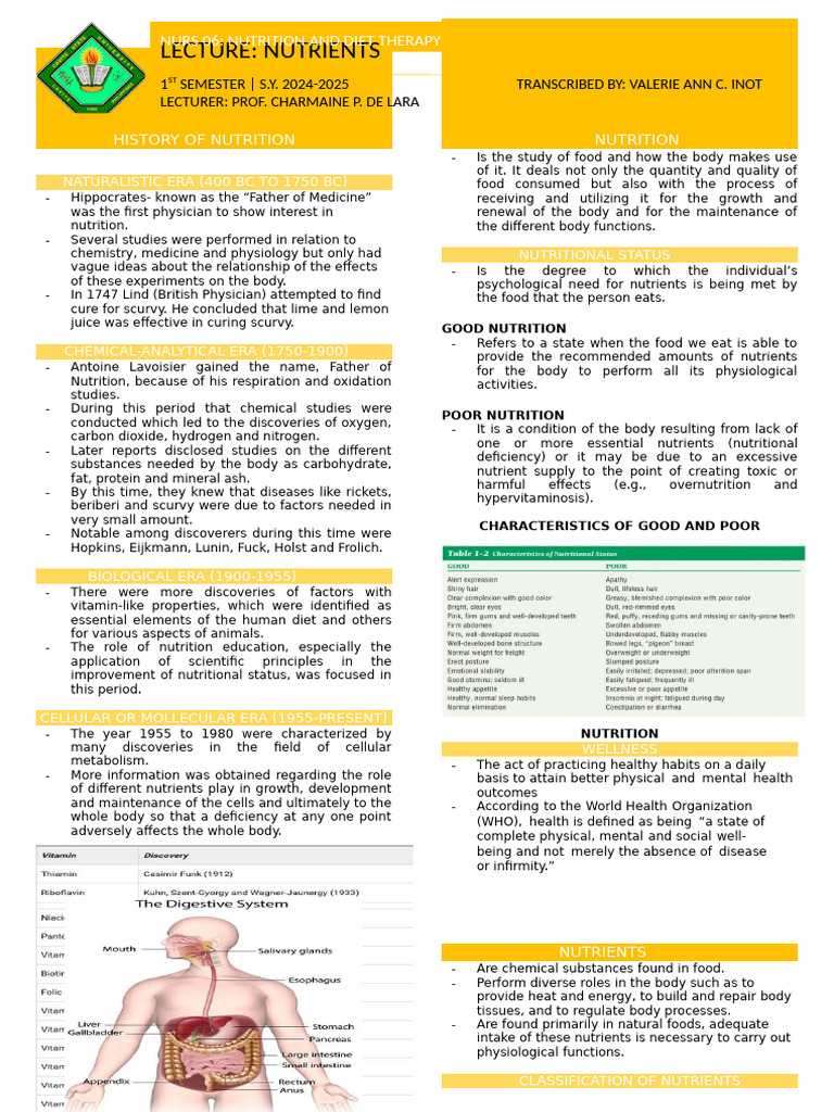Lesson 1 | PDF | Nutrients | Nutrition