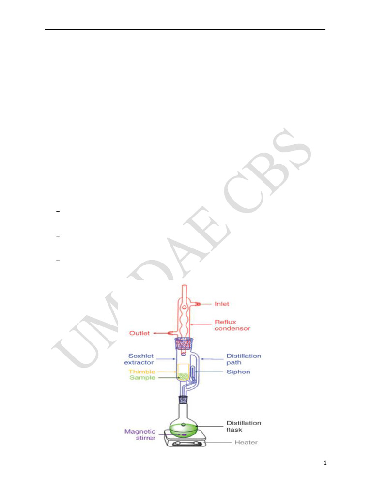 Soxhlet Extraction Method for Fat Analysis | PDF | Chemistry