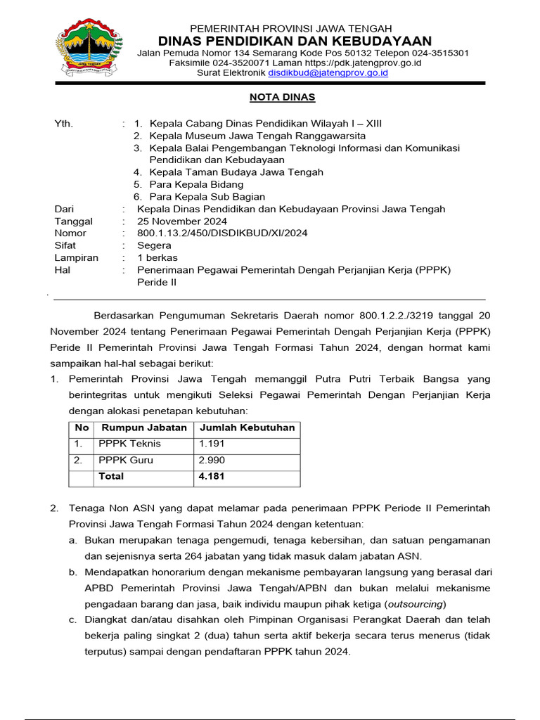 Nota Dinas PPPK Tahap II | PDF