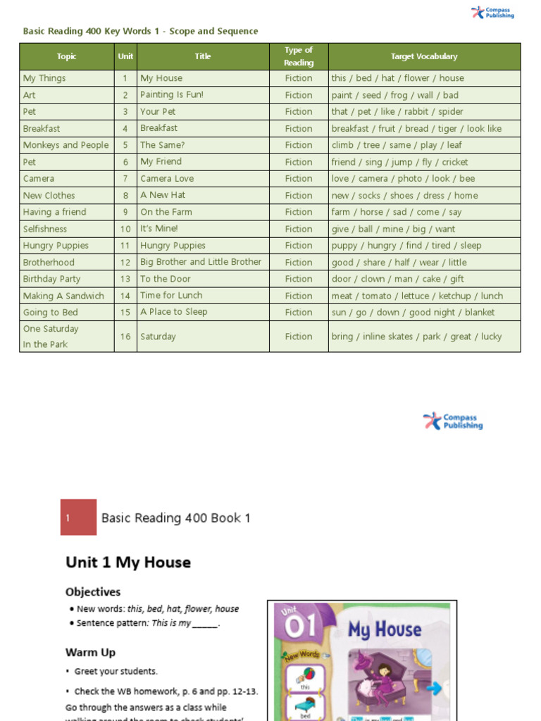 Basic Reading 400 Key Words 1 - TG | PDF | Reading Comprehension | Vocabulary