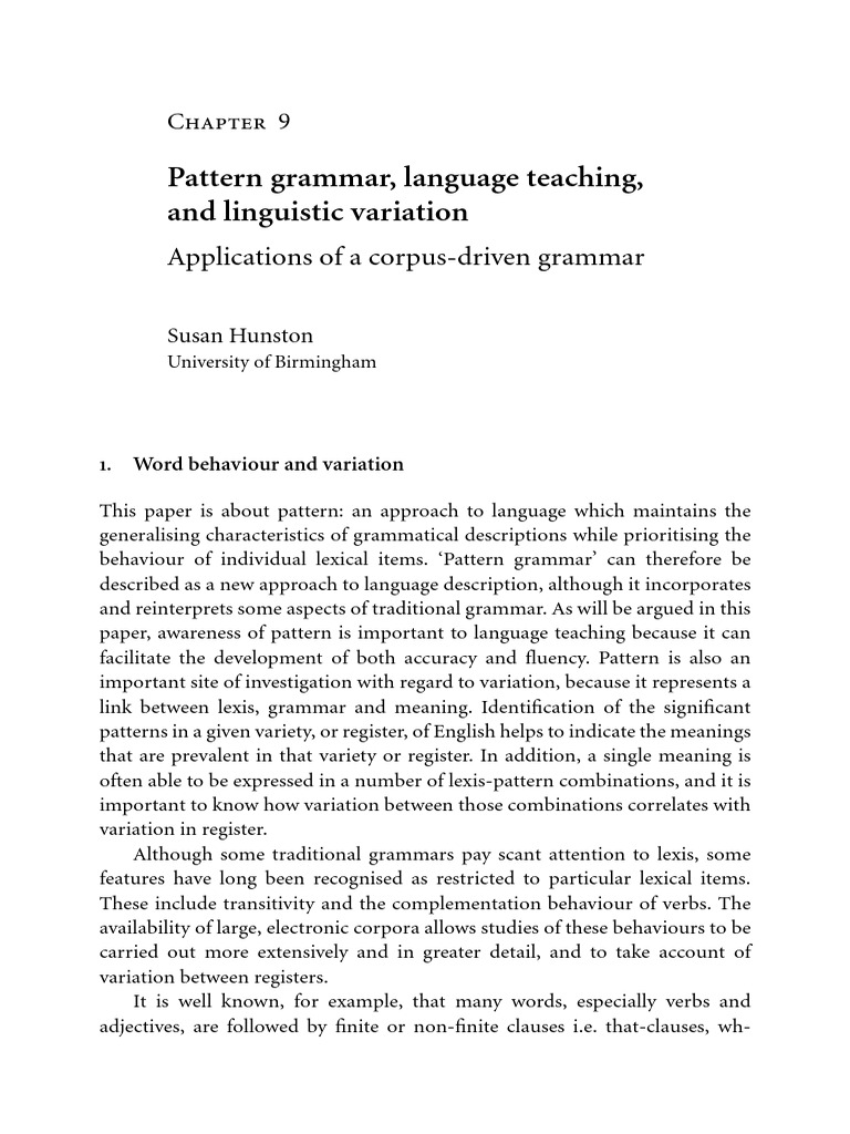 Pattern Grammar, Language Teaching | PDF | English Language | Clause