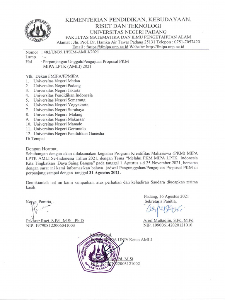 Perpanjangan Unggah Proposal PKM | PDF