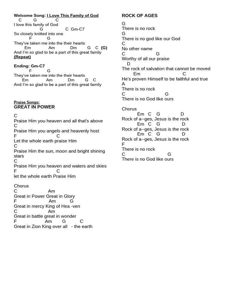 Praise and Worship Line Up | PDF | Glory (Religion) | Theology