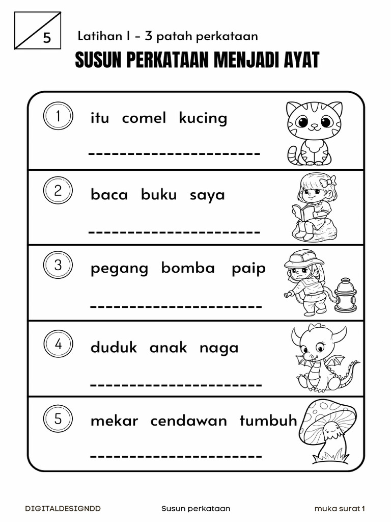 Susun Perkataan Set 1 - 3 Patah Perkataan | PDF