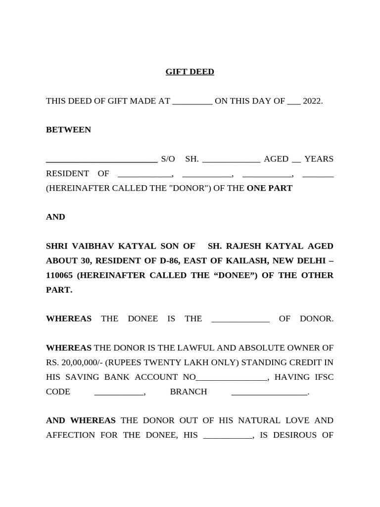 Gift Deed x15 Final | PDF | Deed | Law And Economics