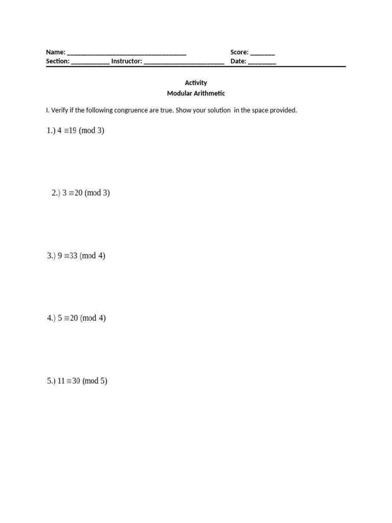 Activity Modular Arithmetic 1 Pdf 