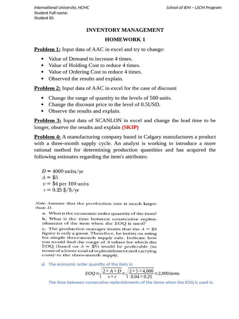 Inventory Homework1 Solution Revised Pdf Economics Financial