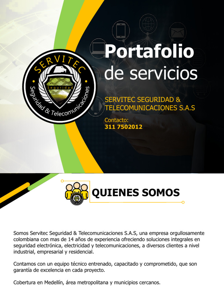 Portafolio de Servicios Servitec S&T S | PDF | Circuito cerrado de televisión | Televisión