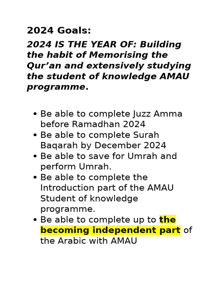 JHM-2024 Goals | PDF