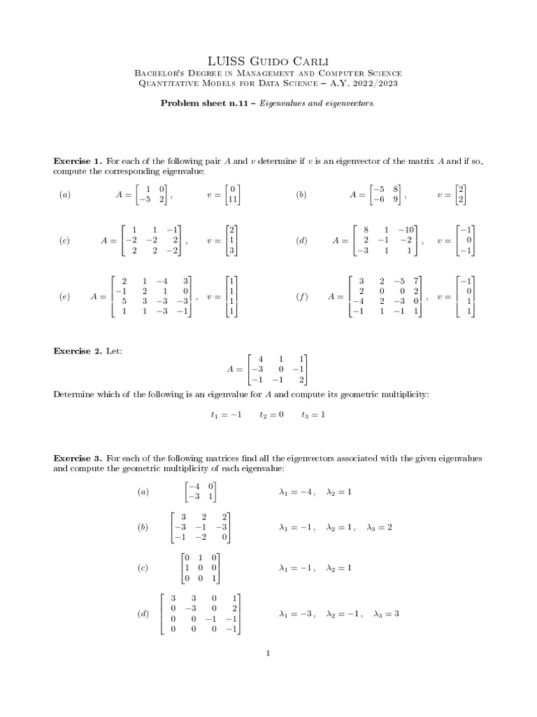 Eigenvalue and Eigenvector | PDF | Eigenvalues And Eigenvectors | Operator Theory