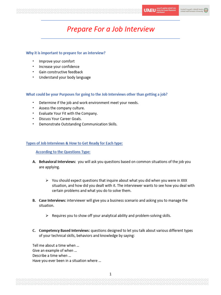 Interview Preparation1 | PDF | Job Interview | Body Language
