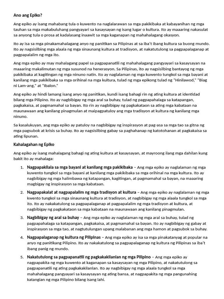 Ano Ang Epiko | PDF
